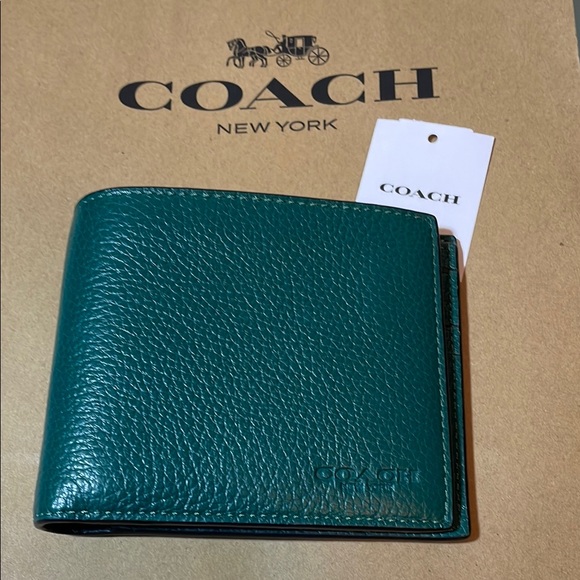 Coach | Bags | Coach Mens Green Leather Wallet | Poshmark